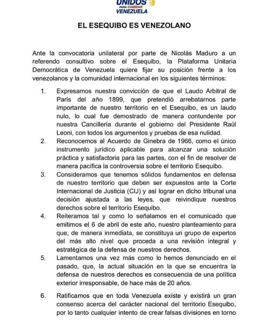 A través de un Comunicado la Plataforma Unitaria fijó su posición sobre ... A través de un Comunicado la Plataforma Unitaria fijó su posición sobre ...
